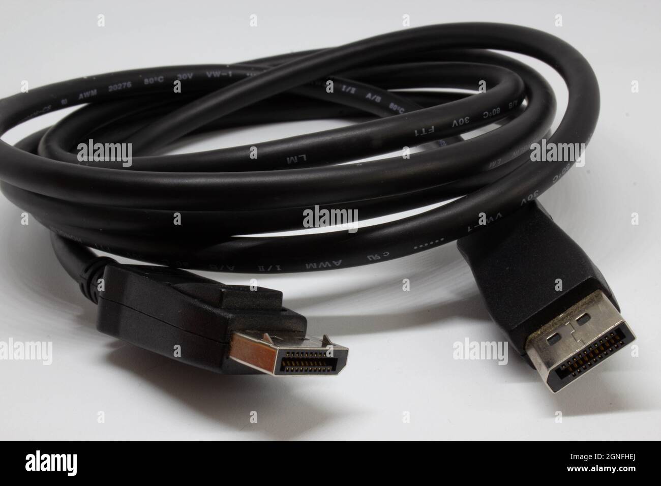 HDMI cable. High definition monitoring cable. On white background Stock ...