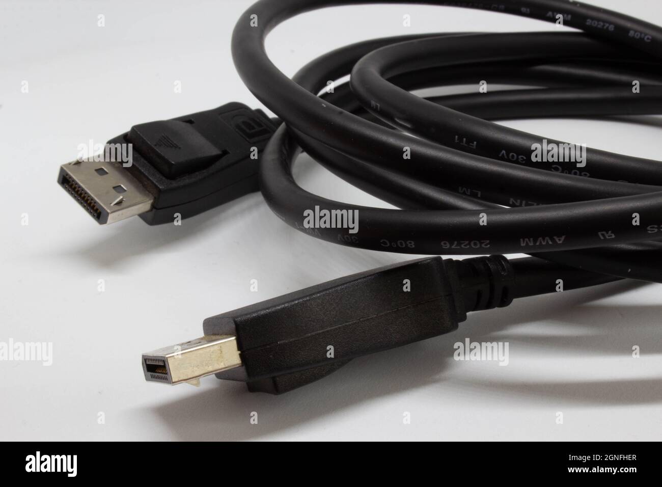 HDMI cable. High definition monitoring cable. On white background Stock ...