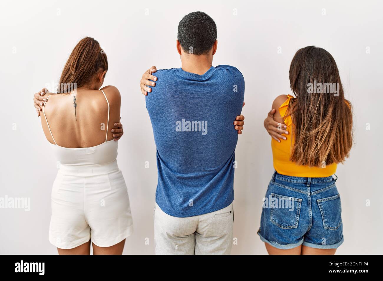 Group of young hispanic people standing over isolated background ...
