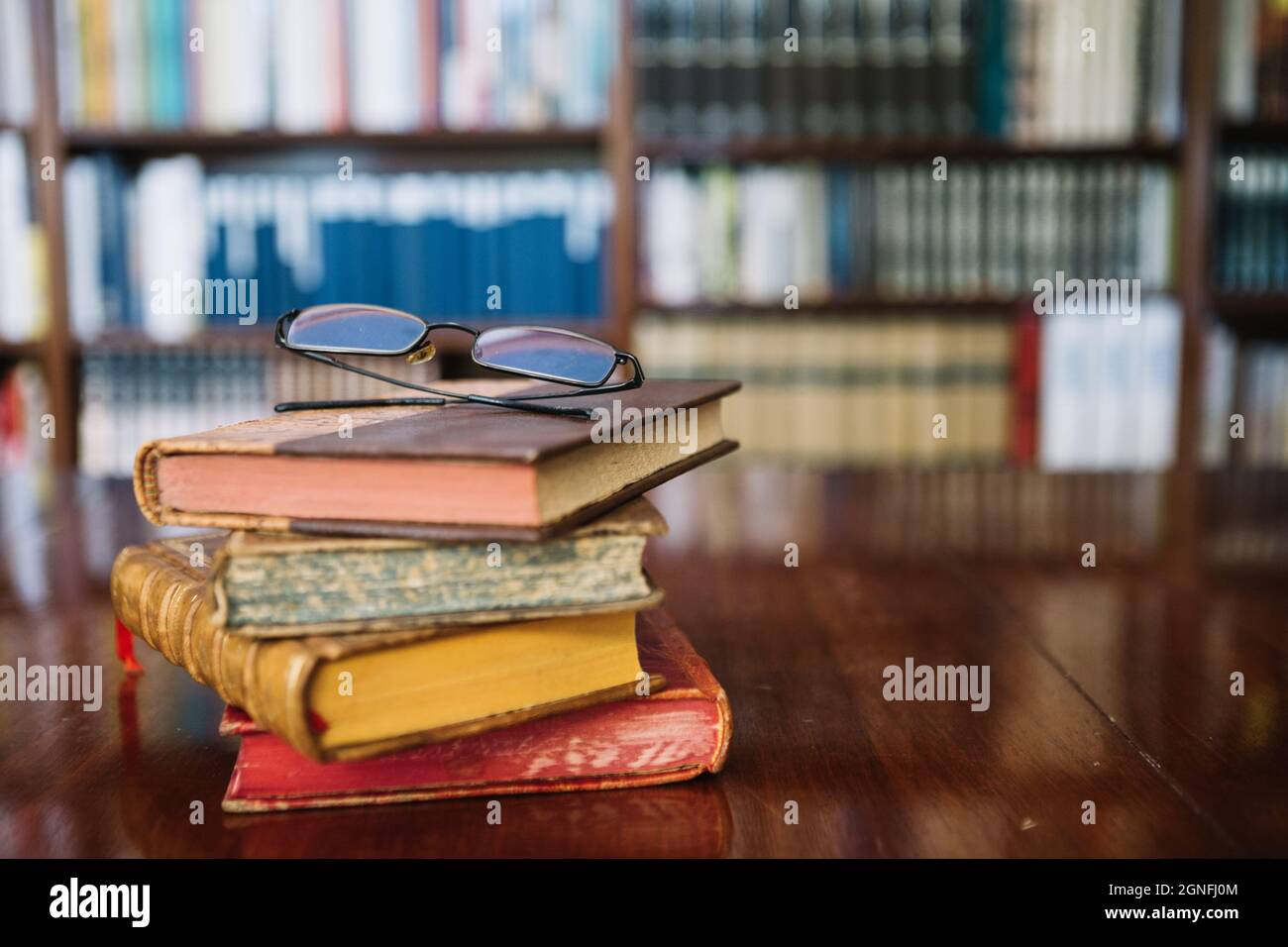 glasses old books library. High quality and resolution beautiful photo ...