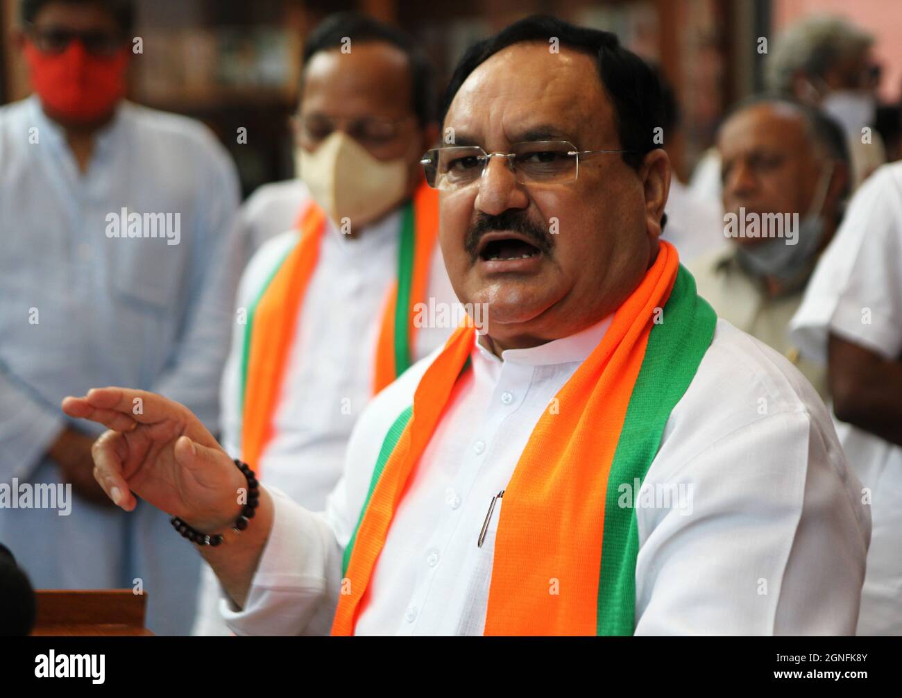 (9/25/2021) Indian Ruling Party President J.P. Nadda talking to the ...
