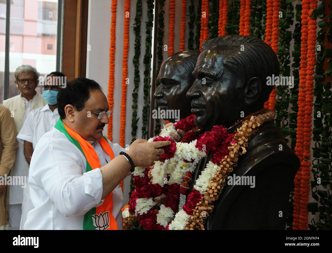 (9/25/2021) Indian Ruling Party President J.P. Nadda paying homage by ...