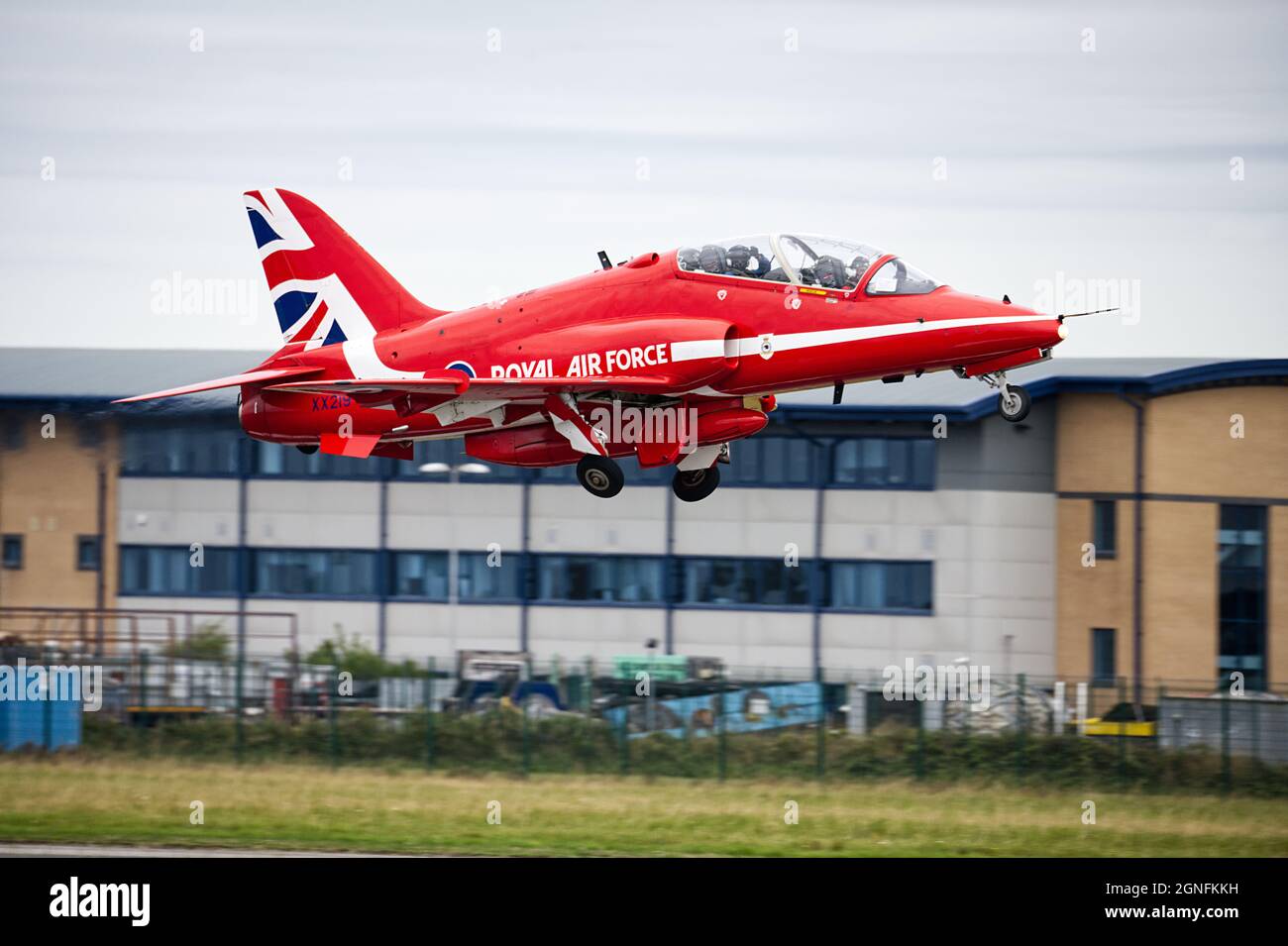 Red Arrows at Blackpool Airport Stock Photo - Alamy