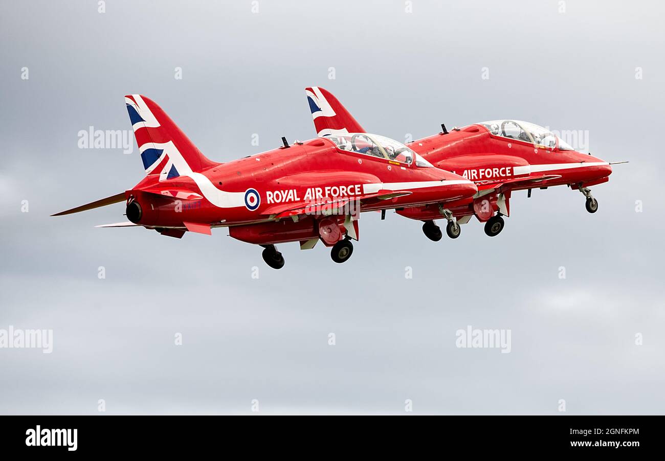 Red Arrows at Blackpool Airport Stock Photo - Alamy