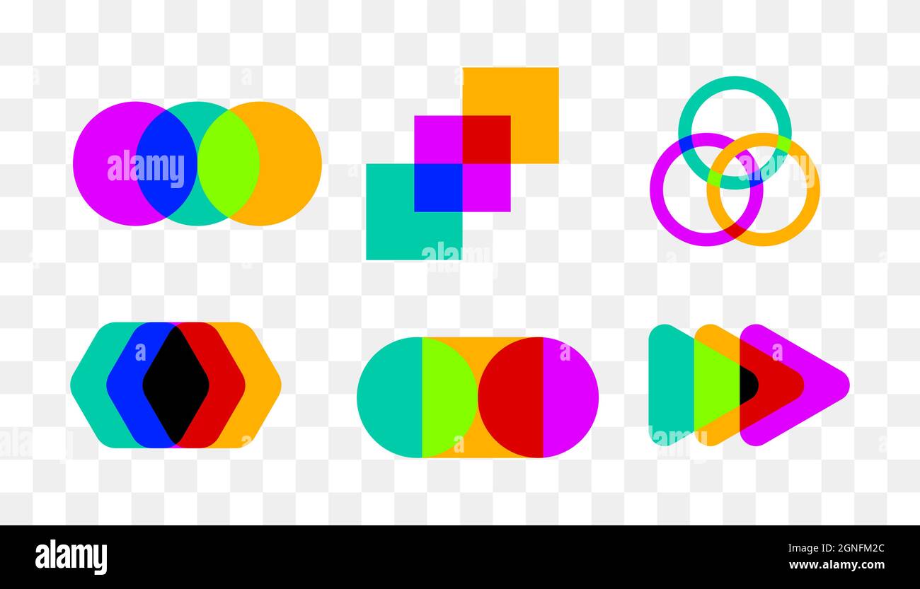 Set of geometric abstract overlap shapes. Graphic design elements, for ...