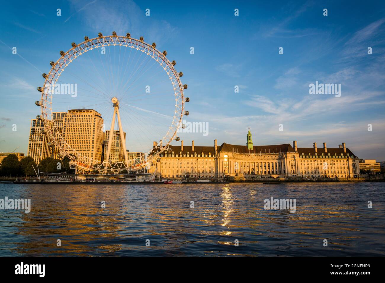 View of London Eye and County Hall, London, England, UK Stock Photo - Alamy