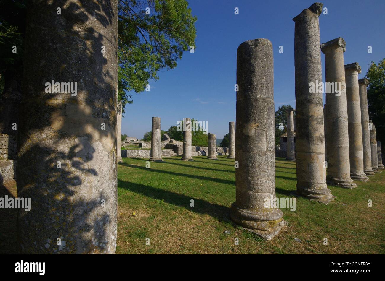 Archaeological site of Altilia: Remains of columns indicating where the ...