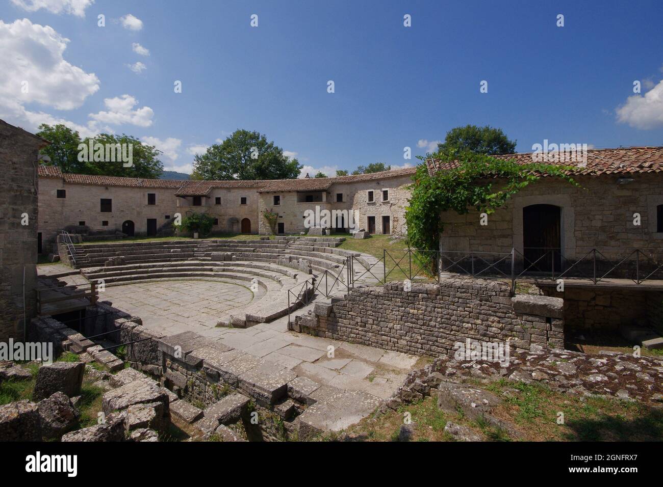 View of the theater in the archaeological site of Altilia located in ...