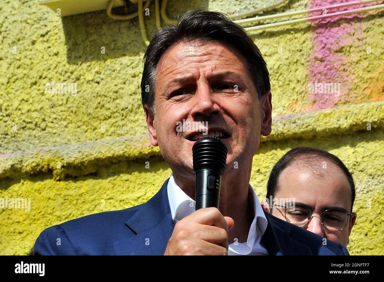 Giuseppe Conte president of the 5 Star Movement, during a visit to Ex ...