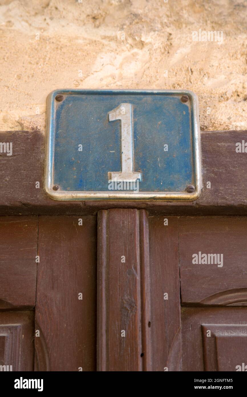 Number One Sign on Front Door Stock Photo - Alamy