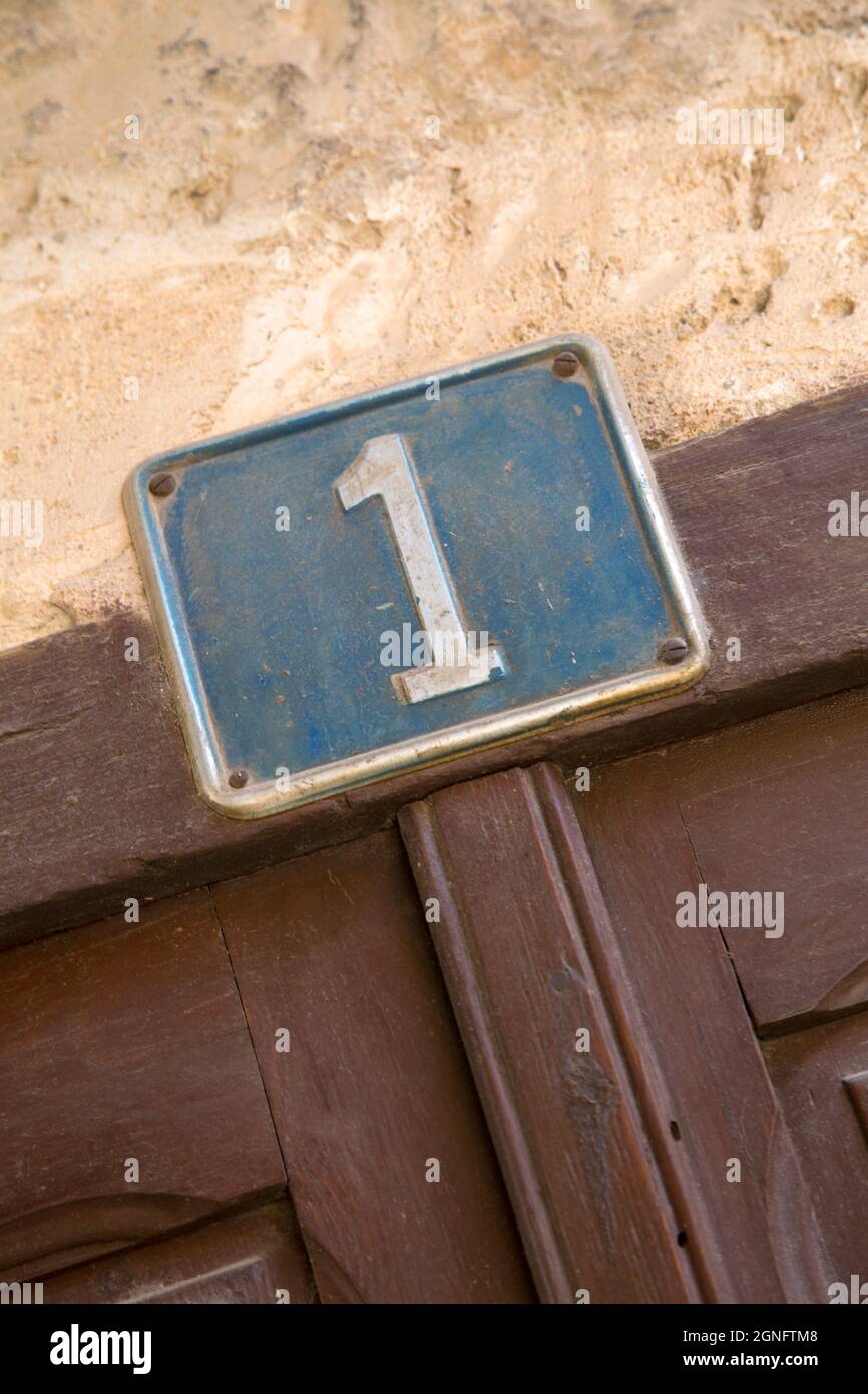 Number One Sign on Front Door Stock Photo - Alamy