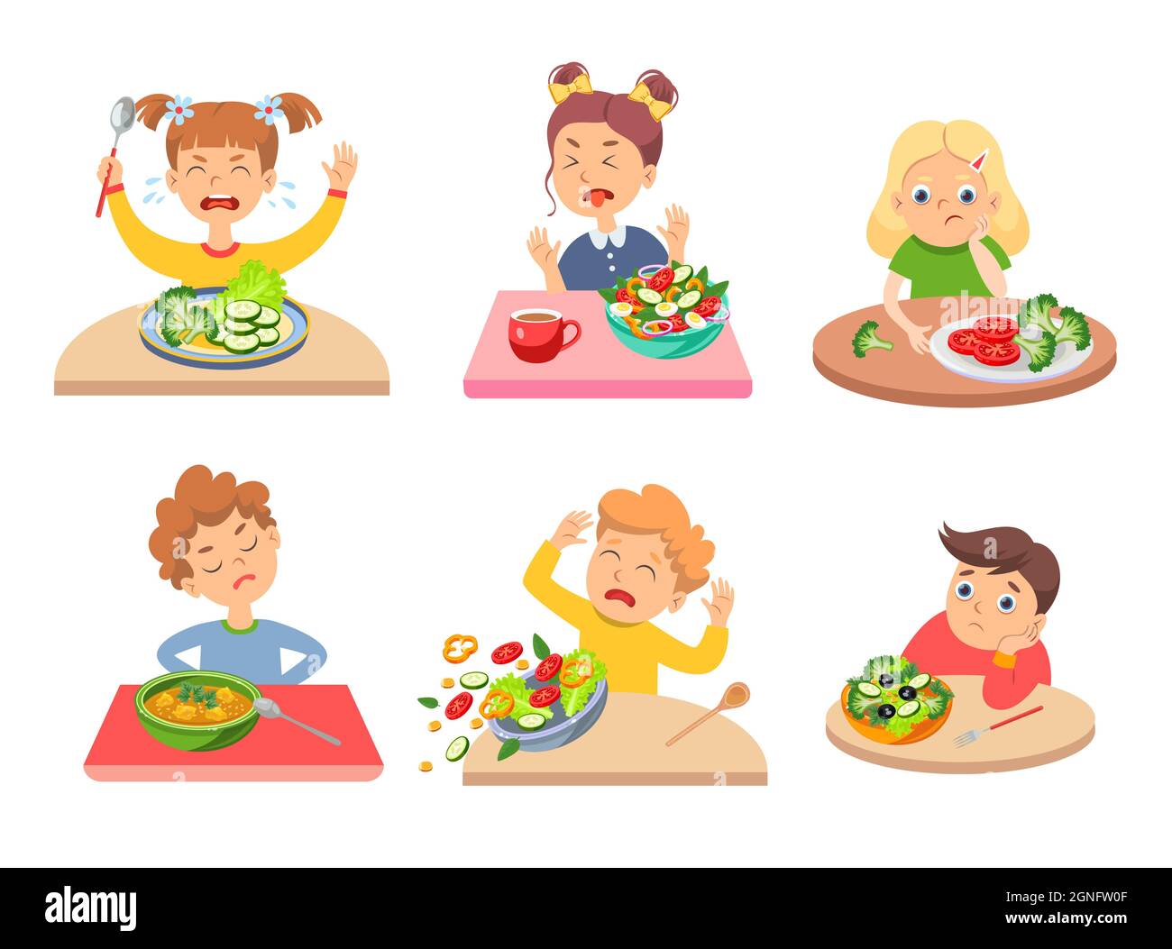 Girl Refusing Her Food Stock Vector Images - Alamy