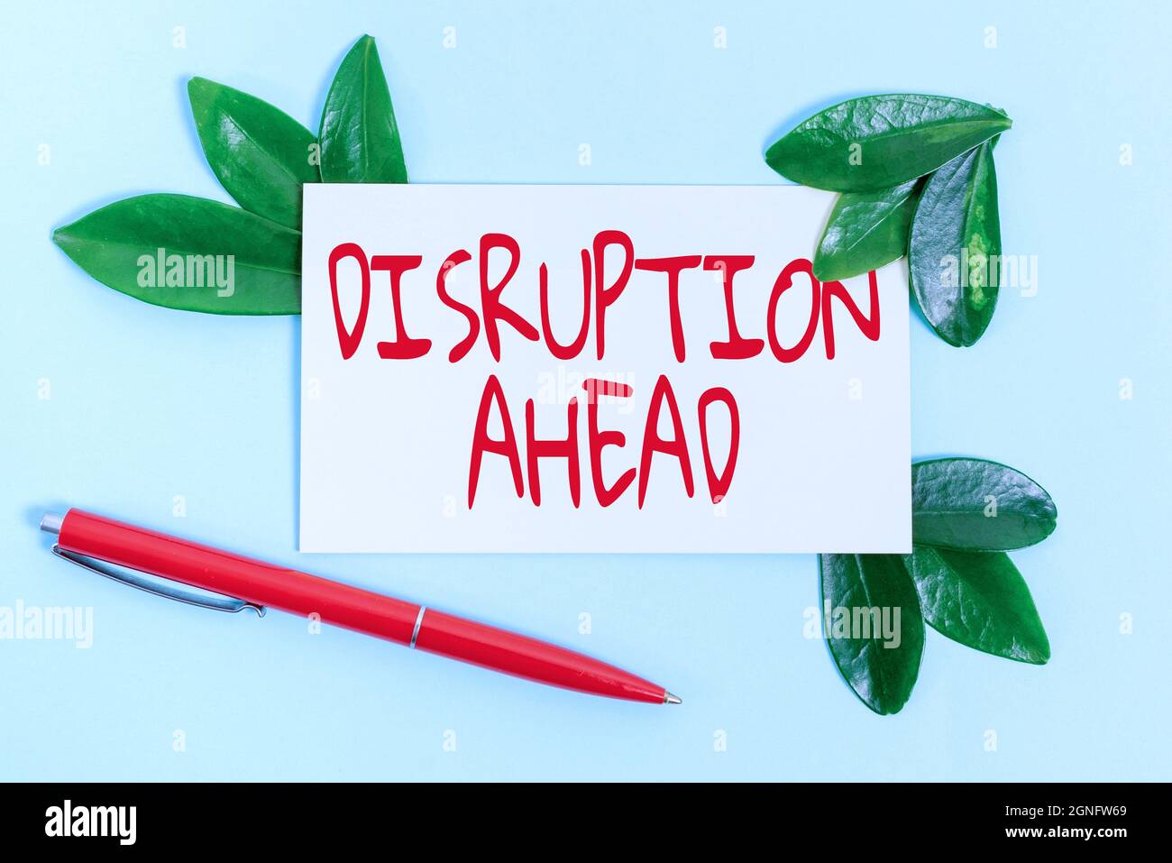 Hand writing sign Disruption Ahead. Conceptual photo Transformation ...