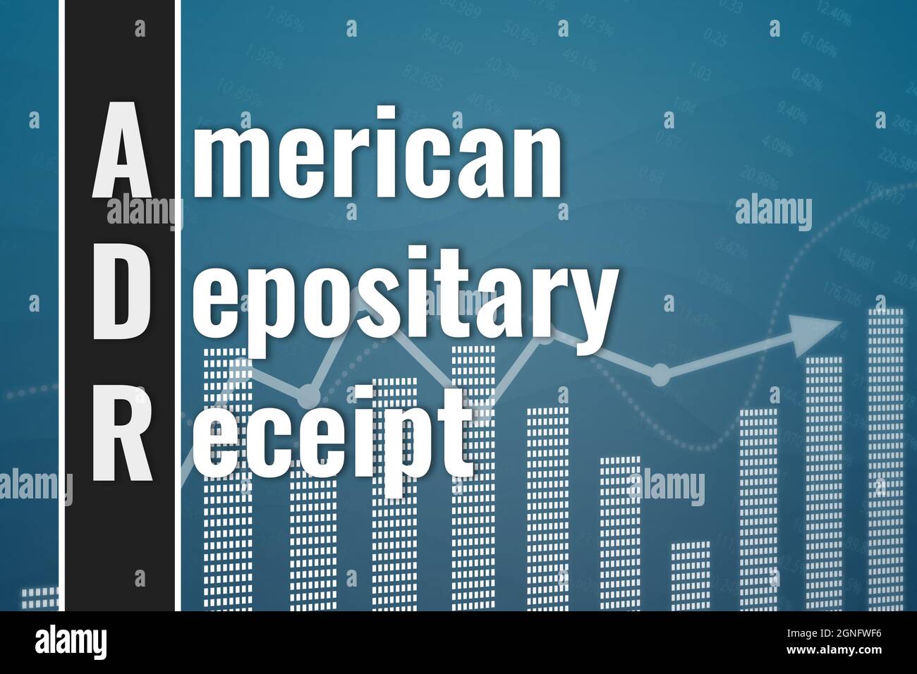 Financial term ADR (American Depositary Receipt) on blue finance ...