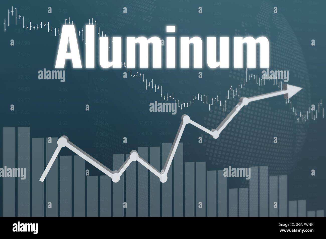 Price change on trading Aluminum futures on gray finance background ...
