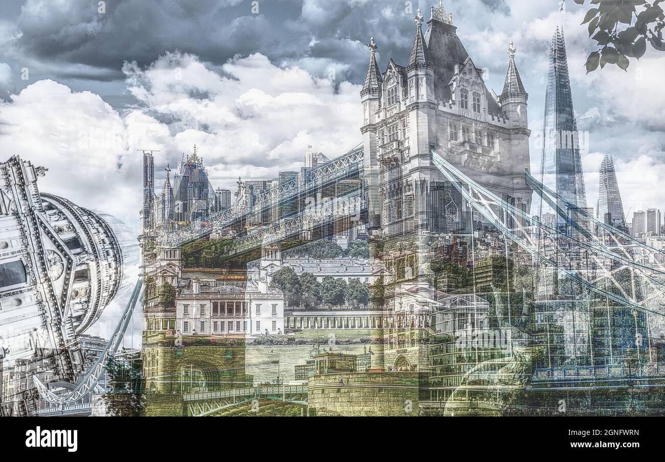 Collage of landmarks of london hi-res stock photography and images - Alamy