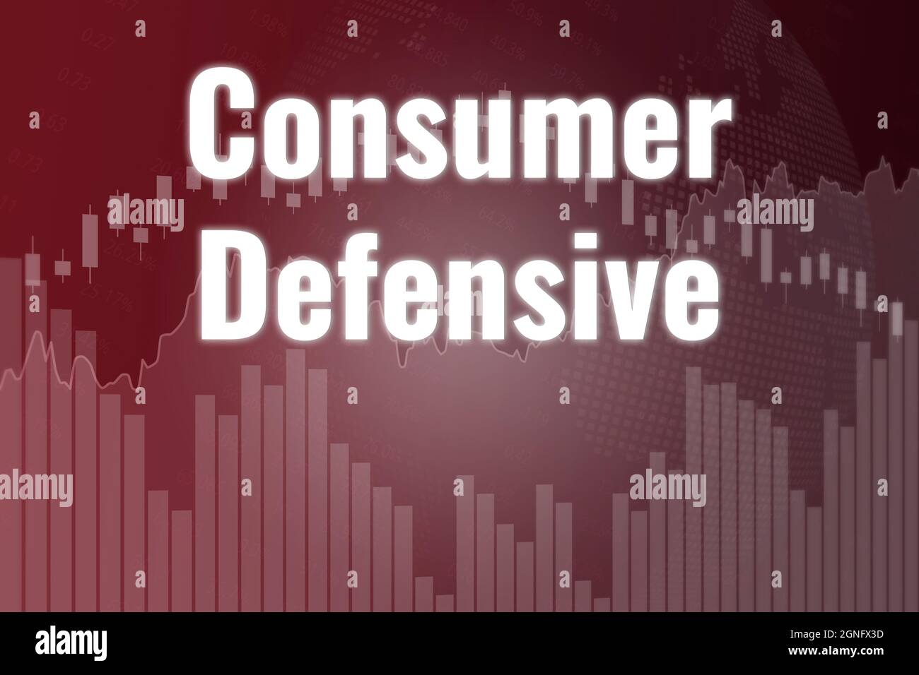 Financial market sector Consumer defensive on dark red finance ...