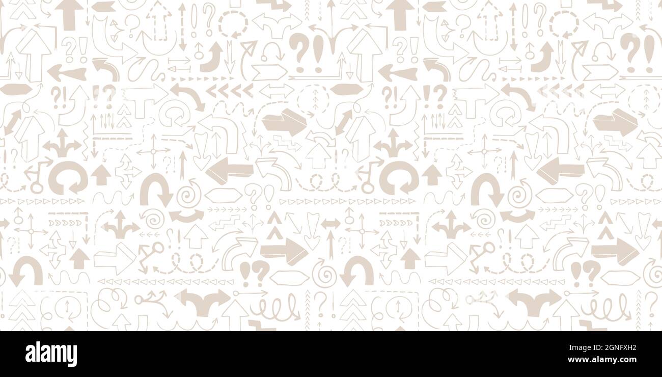 Arrow seamless pattern, neutral tileable background with hand drawn ...