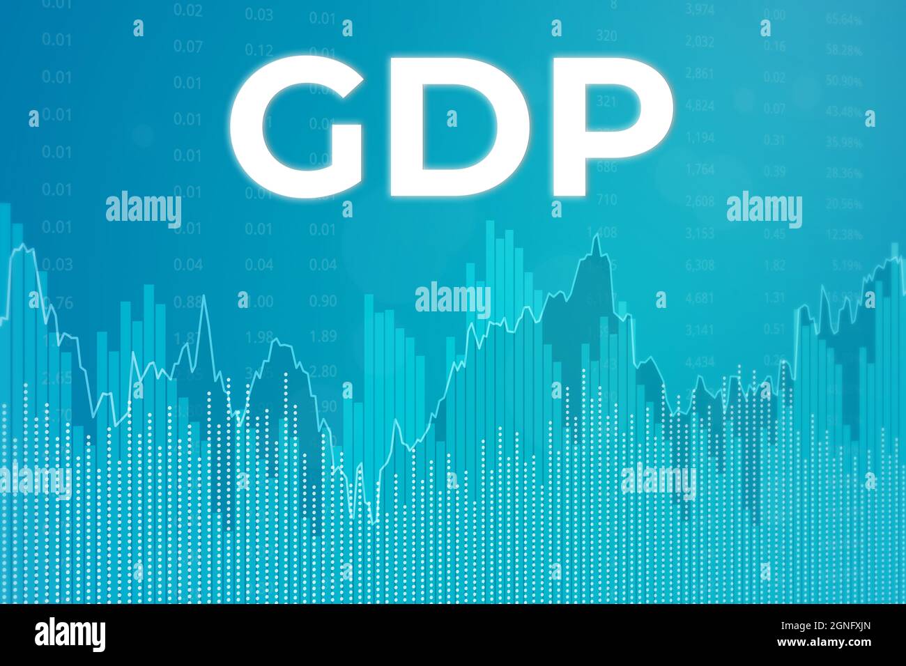 Financial term GDP - Gross domestic product on blue finance background ...