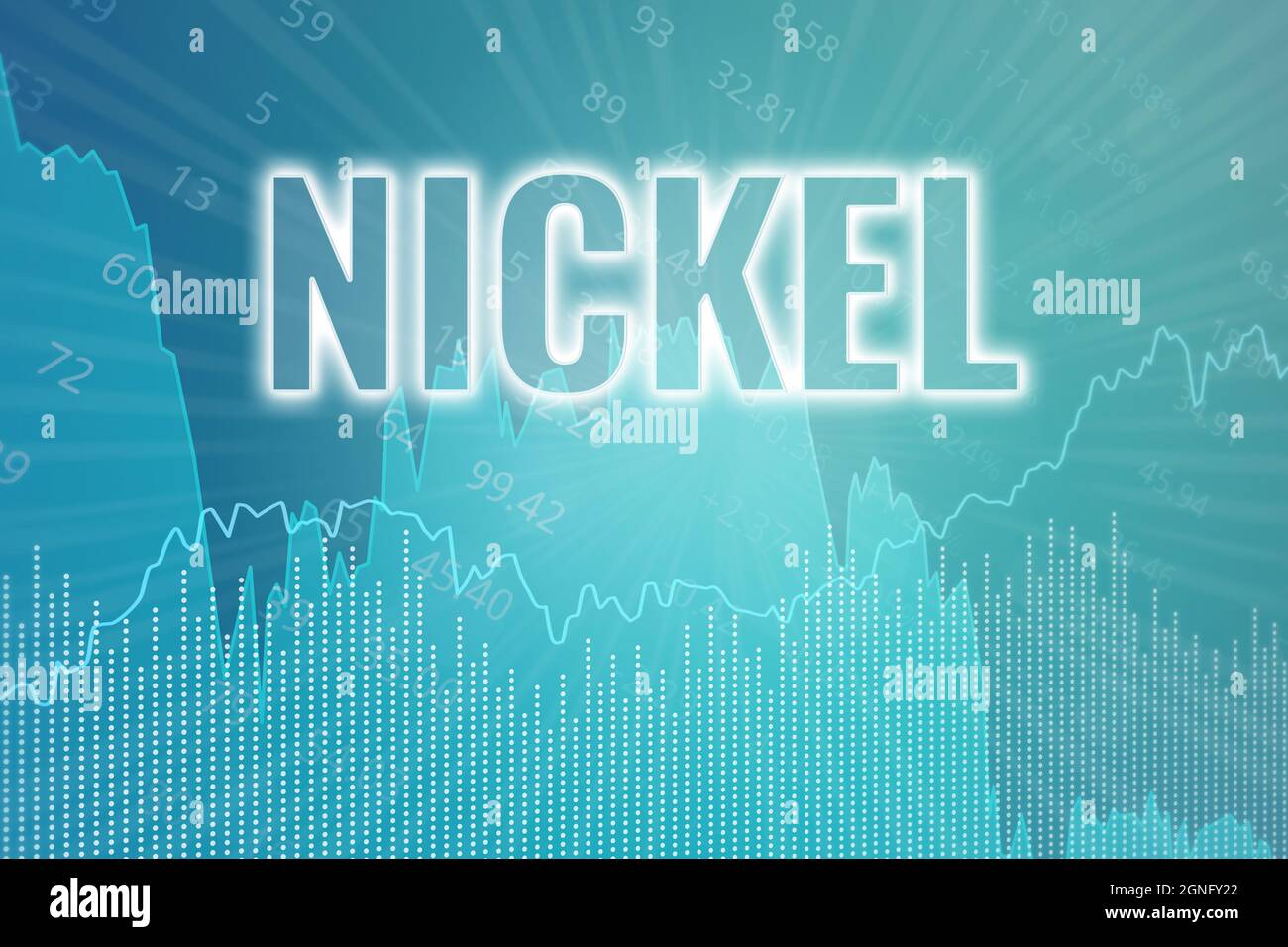 Price change on trading Nickel futures on blue finance background from ...
