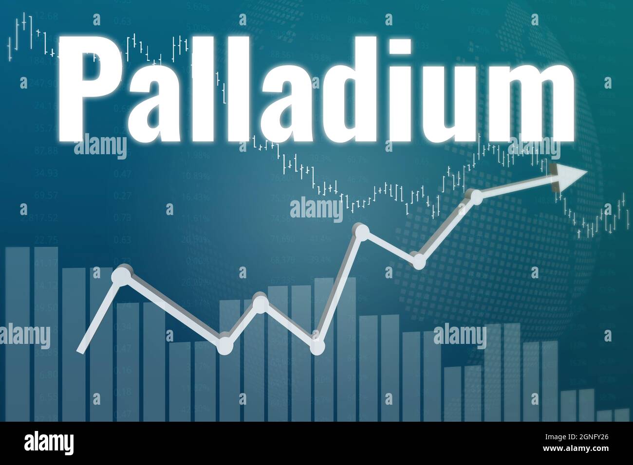 Price change on trading Palladium futures on blue finance background ...
