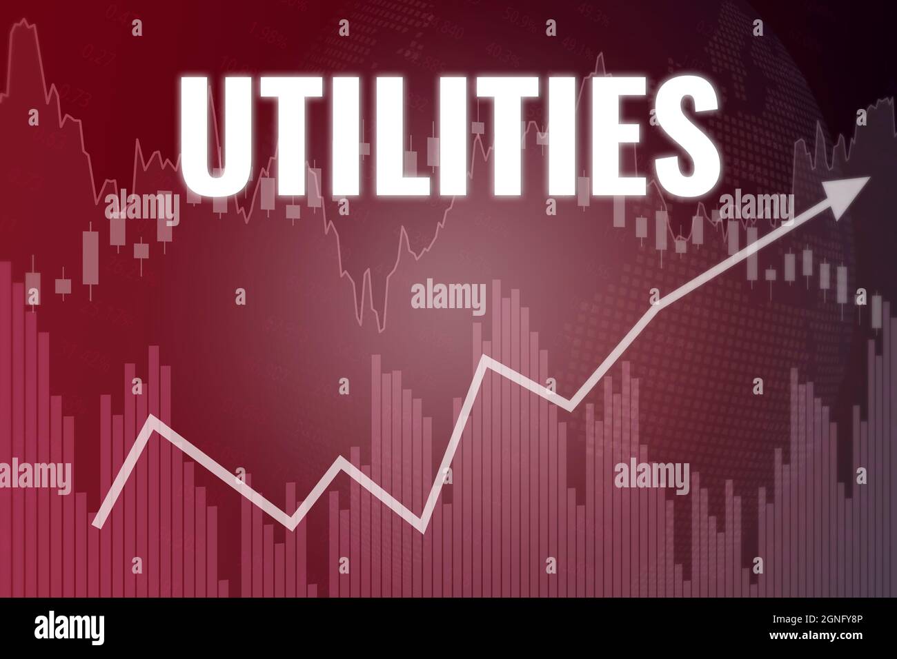 Financial market sector Utilities on red finance background from graphs ...