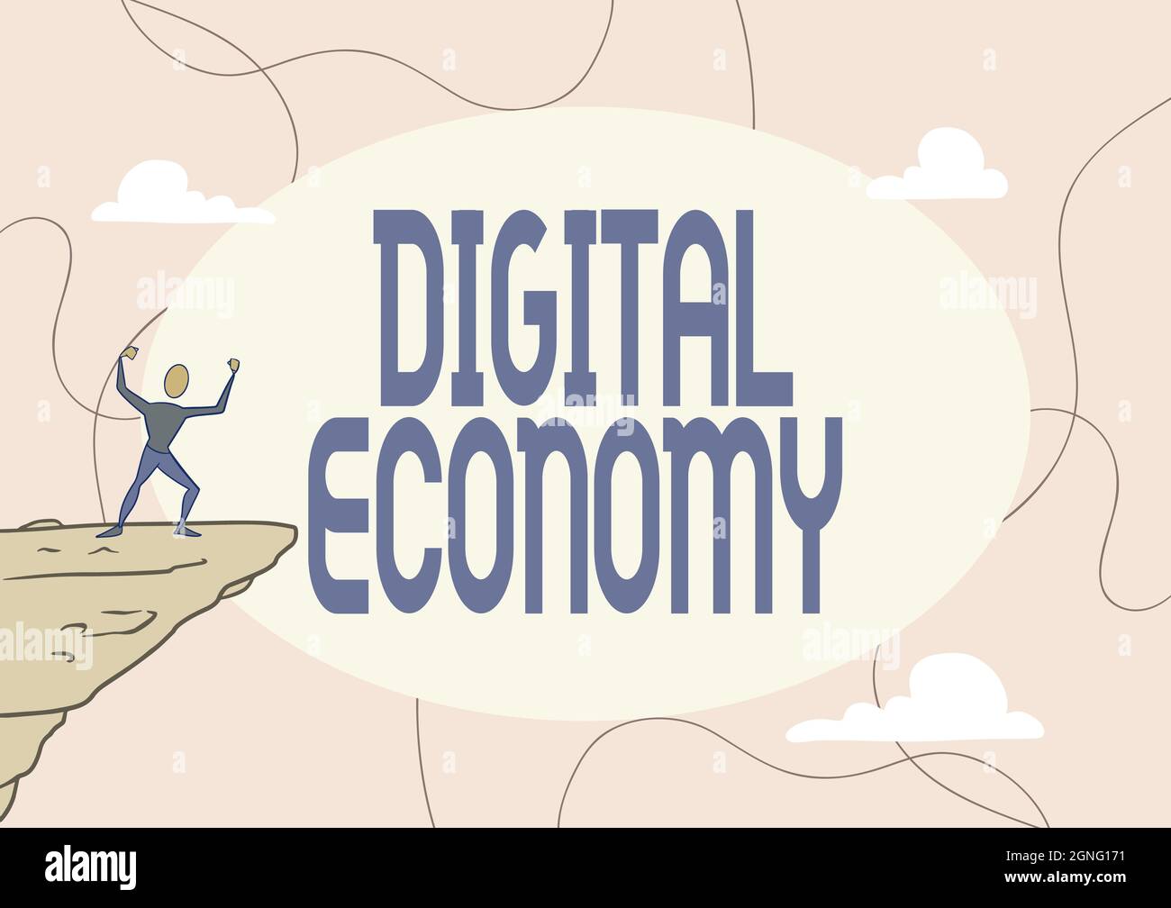 Text sign showing Digital Economy. Business showcase worldwide network ...