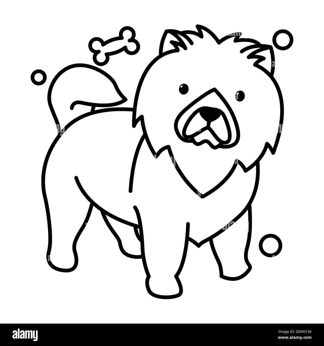 chow chow dog cute cartoon outline style icon Stock Vector Image & Art ...