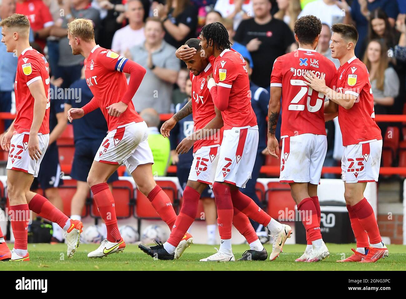 NOTTINGHAM, UK. SEPT 25TH Djed Spence of Nottingham Forest celebrates ...