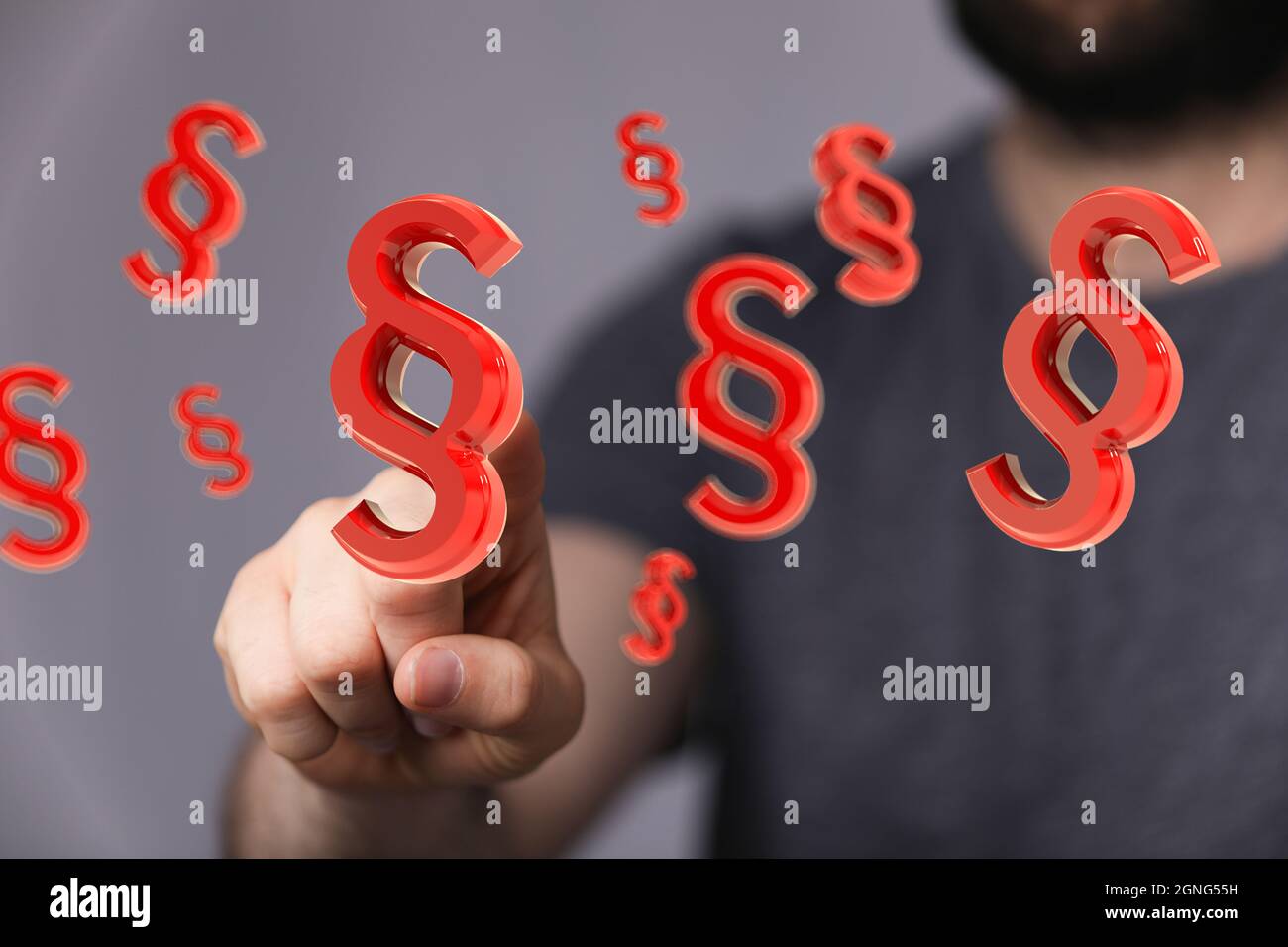 Group of red section signs with a finger pointing one of them Stock ...