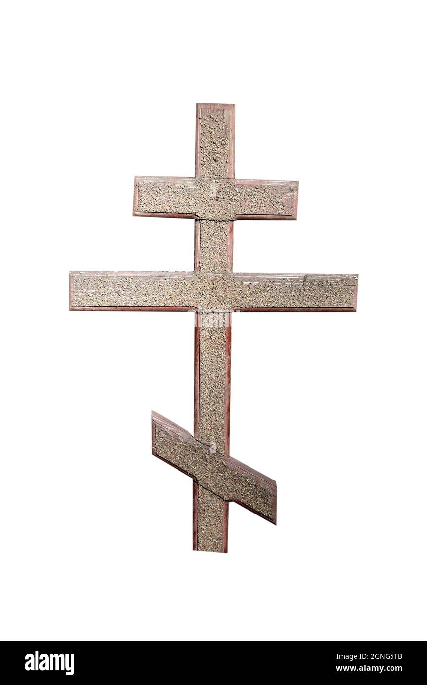 old wooden christian orthodox cross isolated on white background. High ...