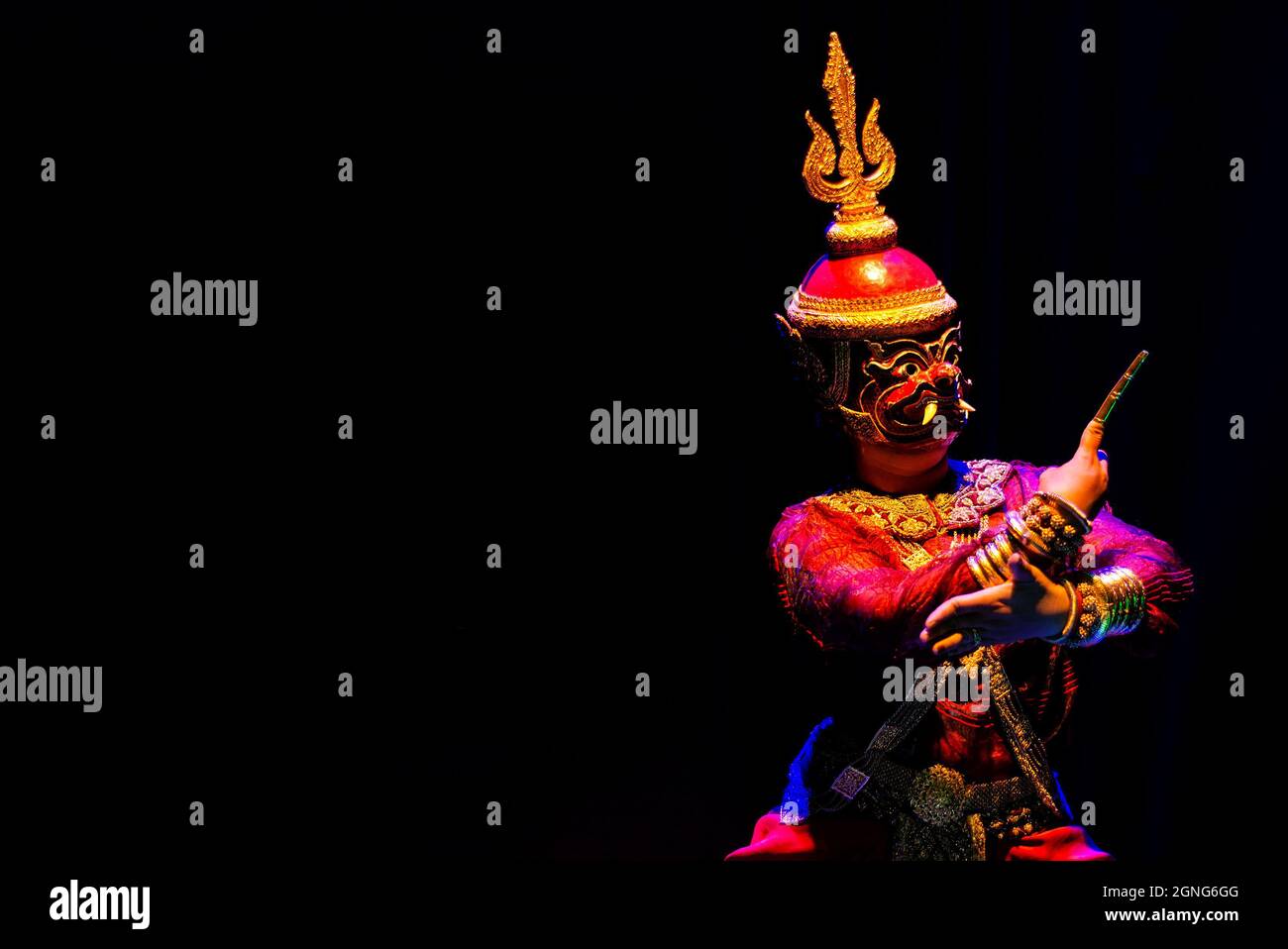 lakhon khol khmer masked dance performer in costume at phnom penh ...