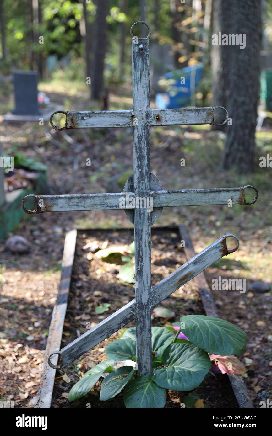 old christian orthodox cross in the cemetery. High quality photo Stock ...