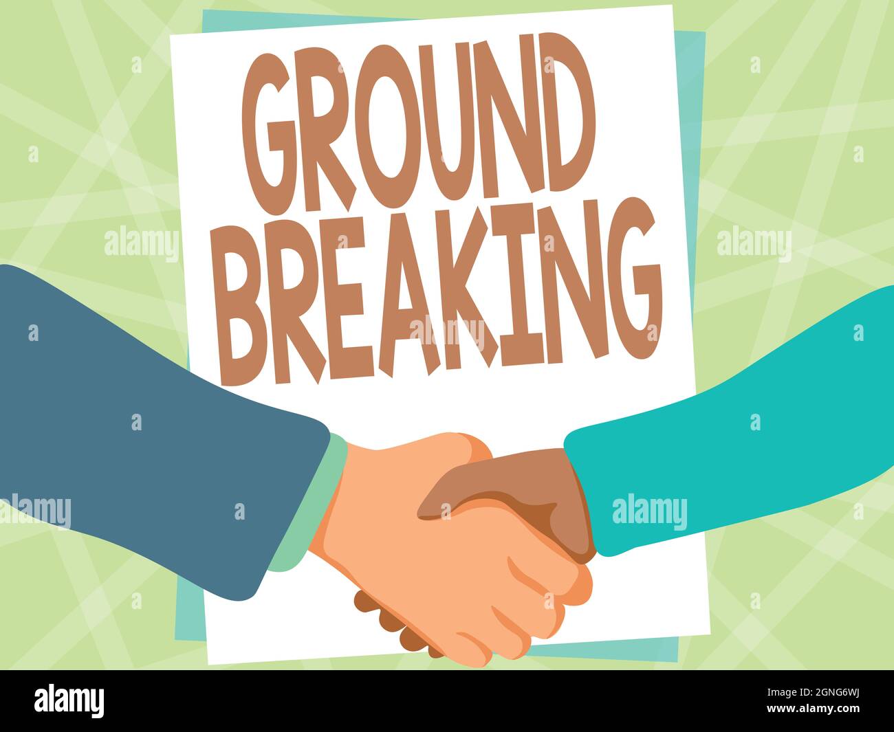 Writing displaying text Groundbreaking. Conceptual photo Very new and a ...