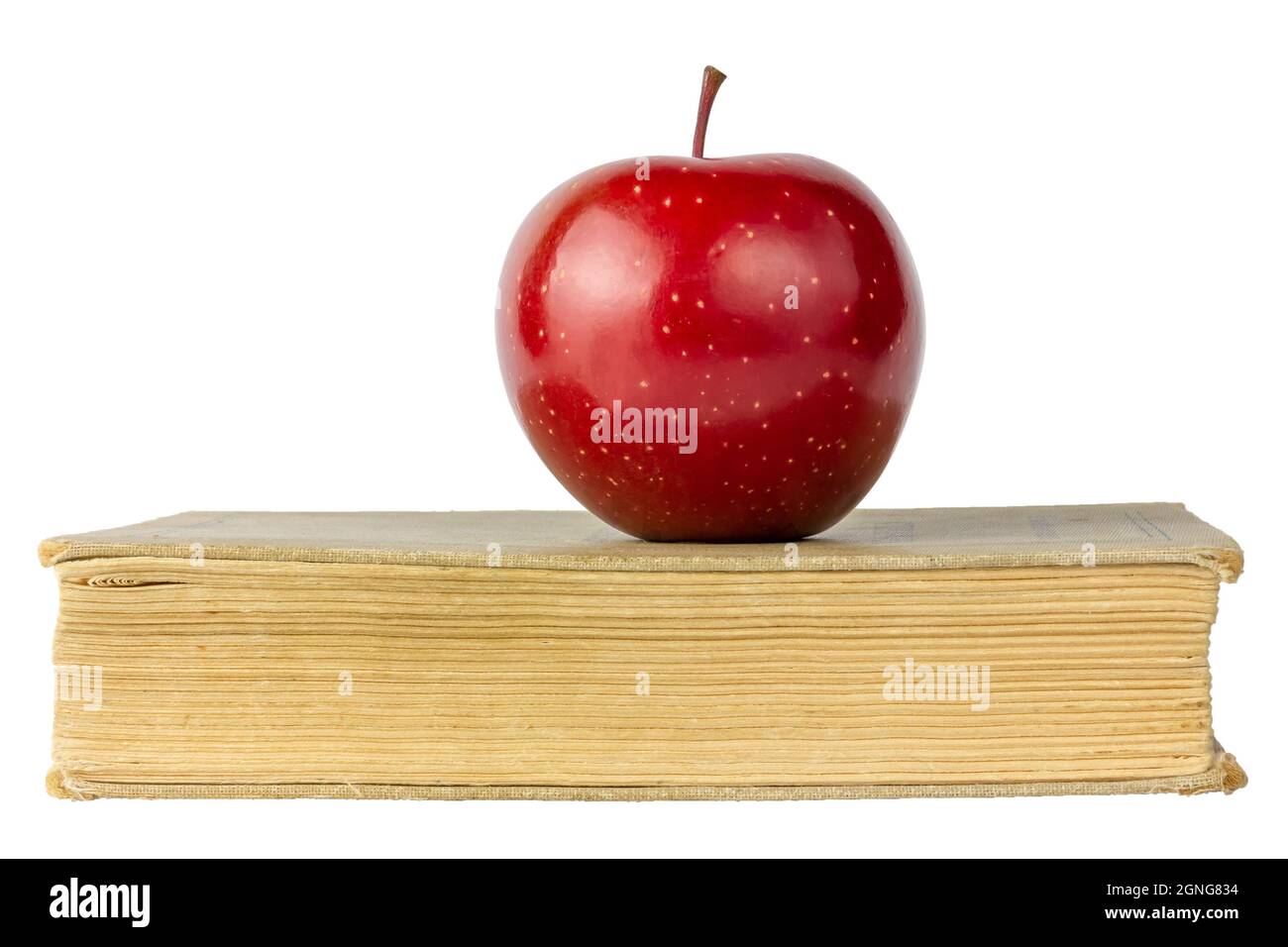 Book with an apple on a white background. Encyclopedia isolated on ...