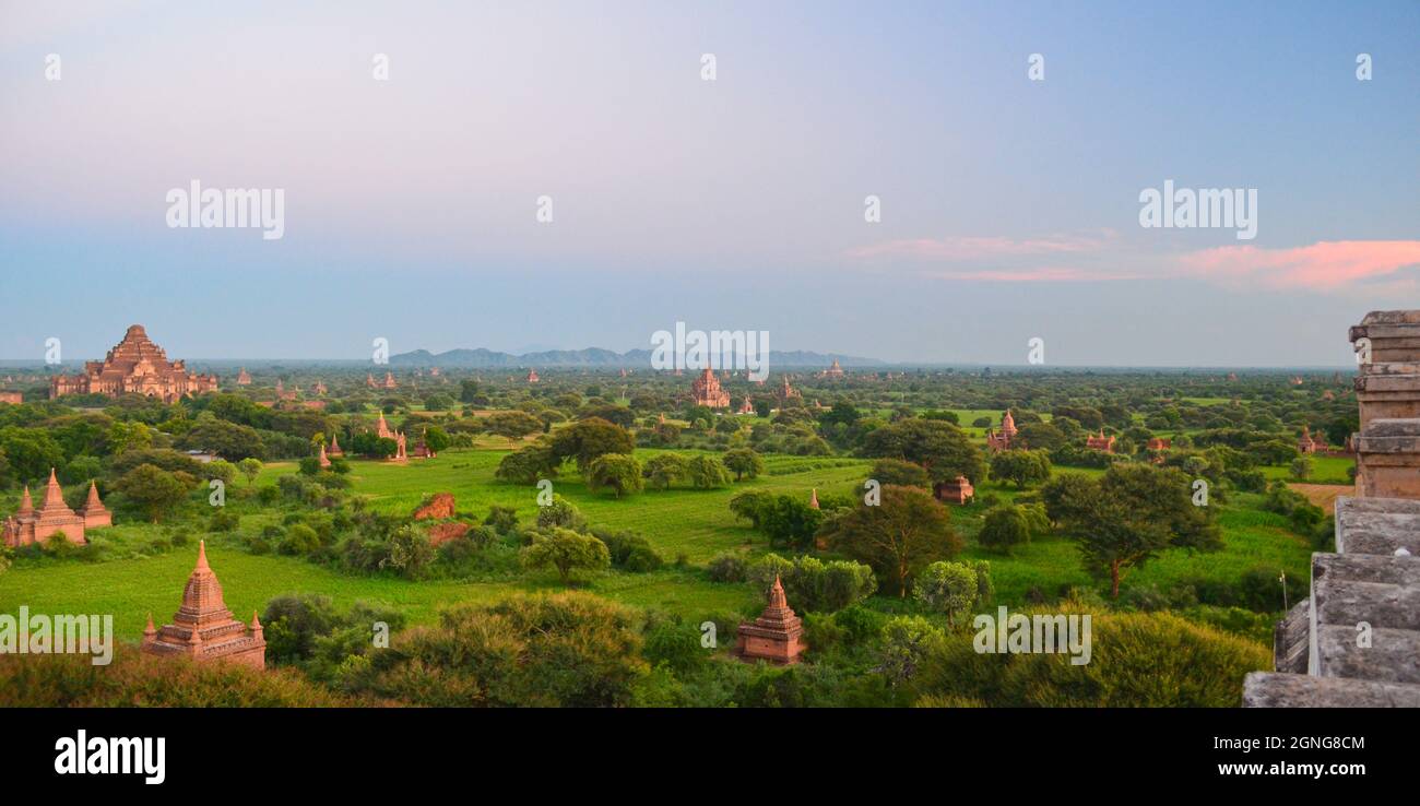The plain of Temples during sunset in Bagan, Myanmar (Burma Stock Photo ...