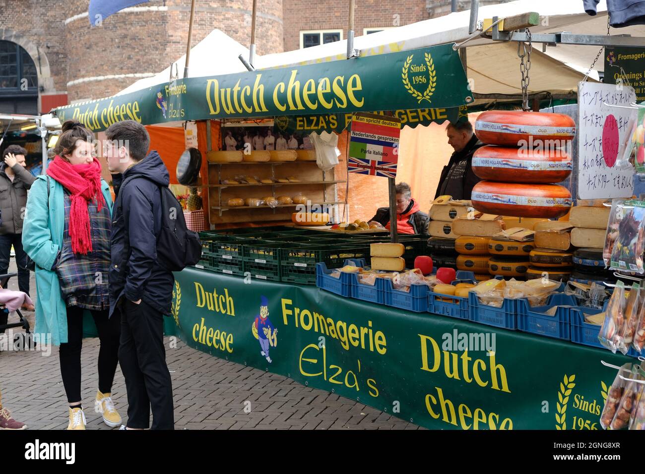 Amsterdam, The Netherlands - April 2019: Dutch Cheese street market ...