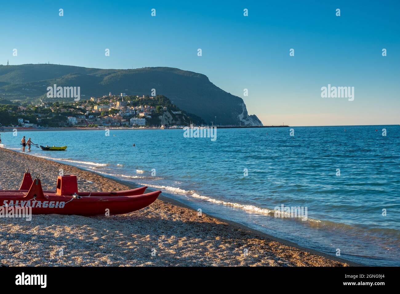 Lifeguard are important at the beach. Numana, Ancona Province, Marche ...