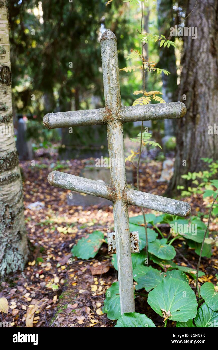 old christian orthodox cross in the cemetery Stock Photo - Alamy