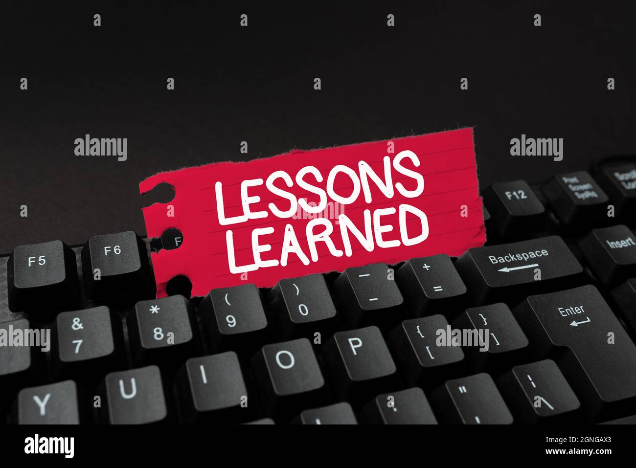 Text sign showing Lessons Learned. Concept meaning Promote share and use knowledge derived from ...