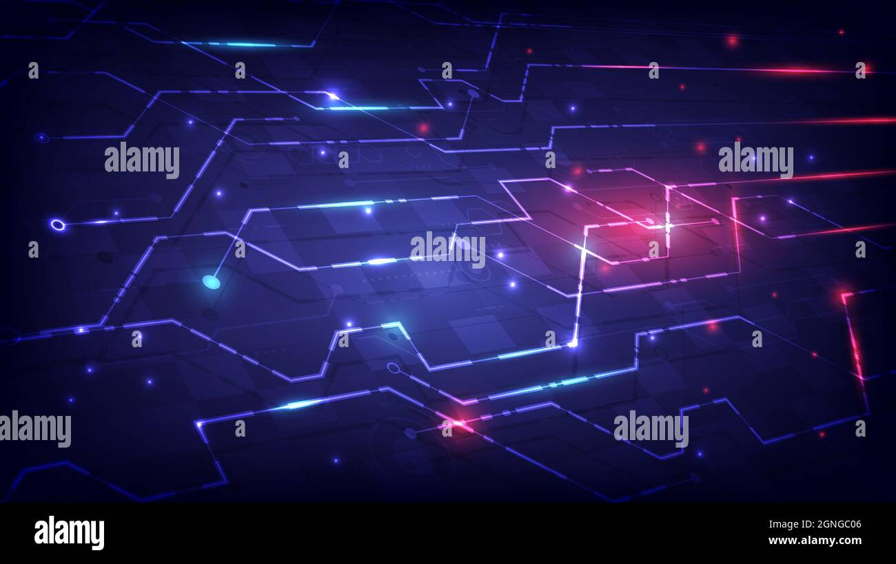 Virtual reality futuristic technology and circuit board. Abstract hi ...
