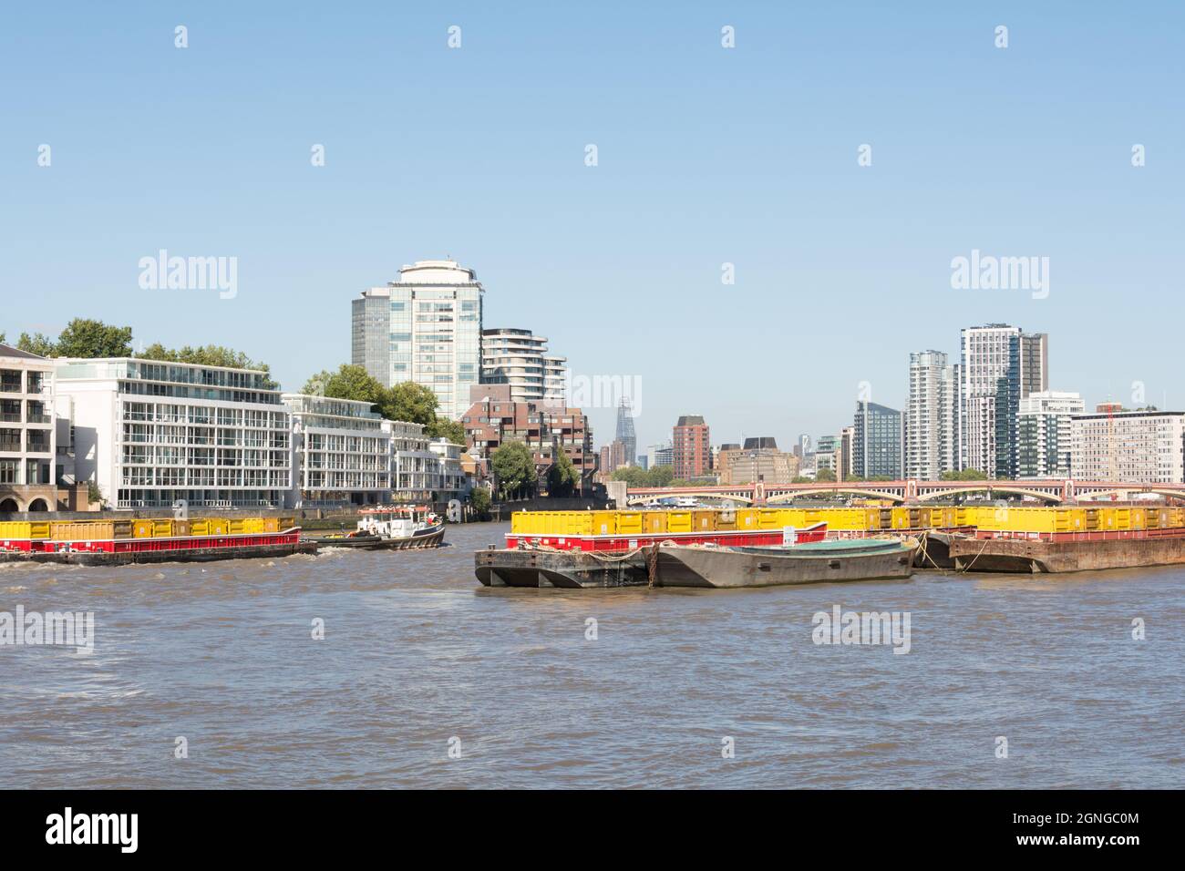 Redoubt a Thames tugboat pulling Cory container barges down the River ...