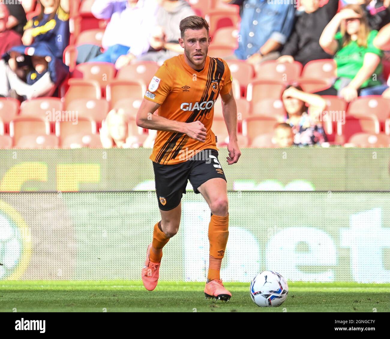 Callum Elder #3 of Hull City in action during the game in, on 9/25/2021 ...