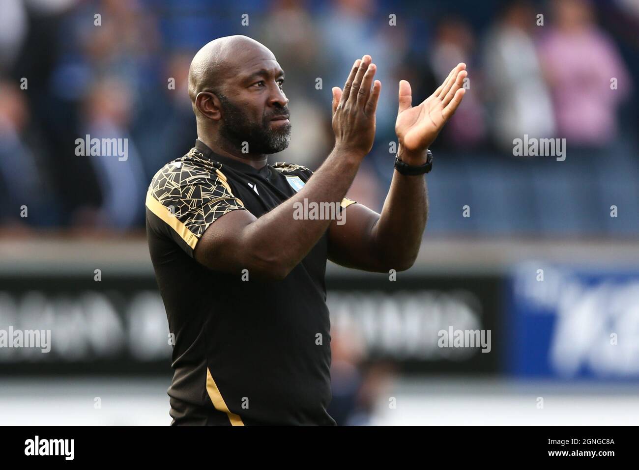 Ipswich, UK. 25th Sep, 2021. Darren Moore manager of Sheffield ...