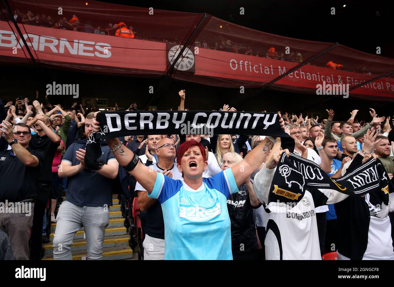 Derby County fans in the away end during the Sky Bet Championship match ...