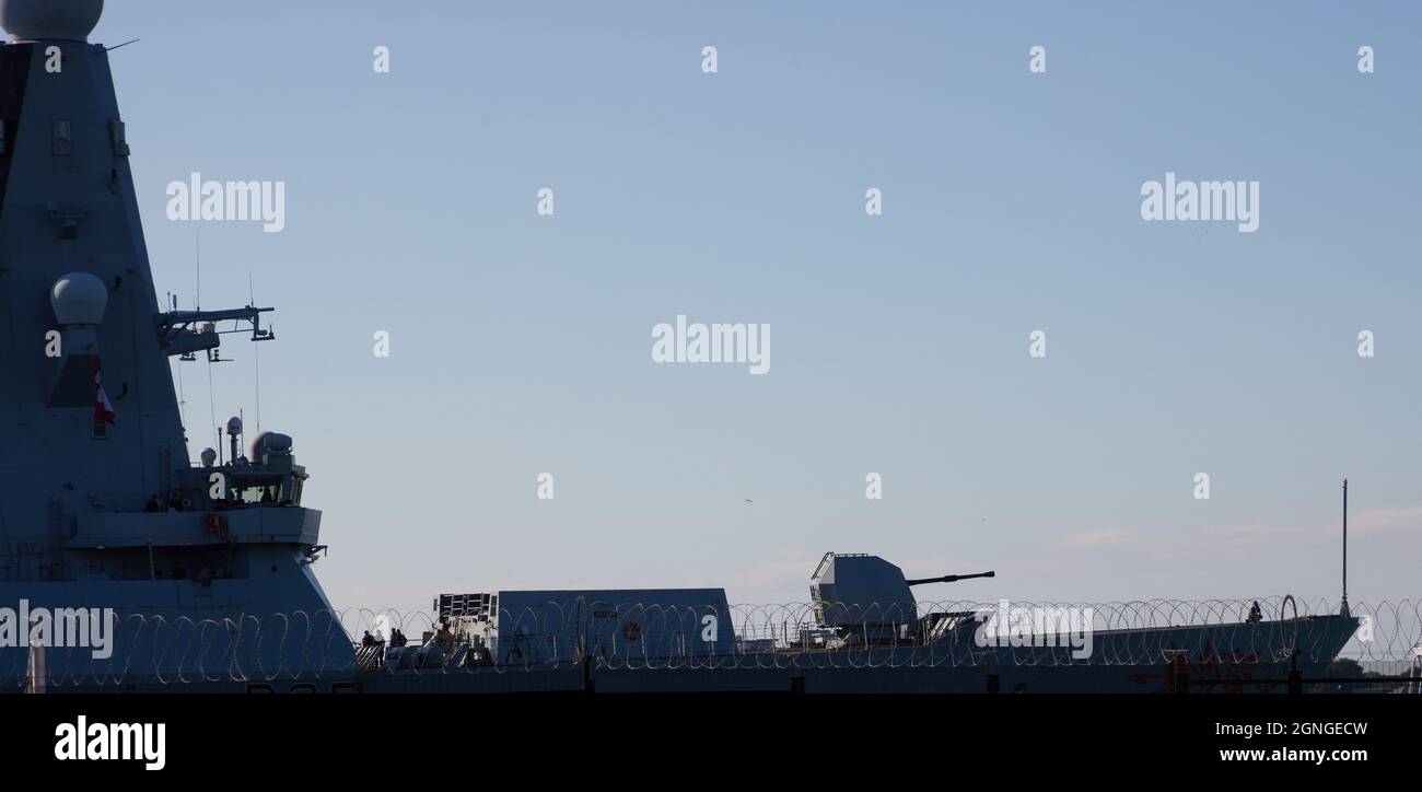 Modern Royal Navy Ships seen entering in Portsmouth harbour in ...