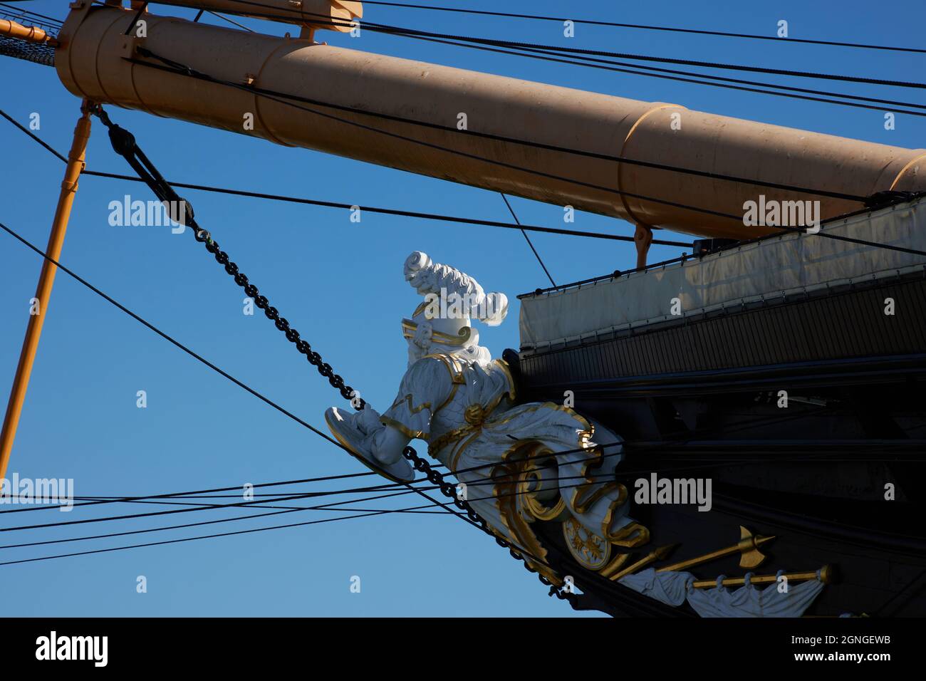 Detail of figurehead H M S Warrior tourism ship in Portsmouth Historic ...