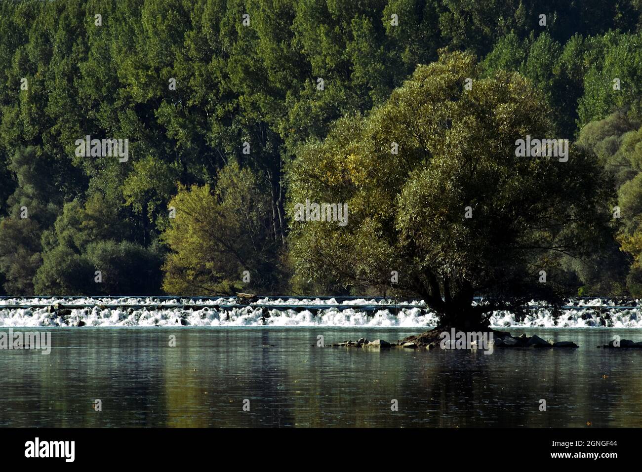 Waterfalls on old river Danube Stock Photo - Alamy