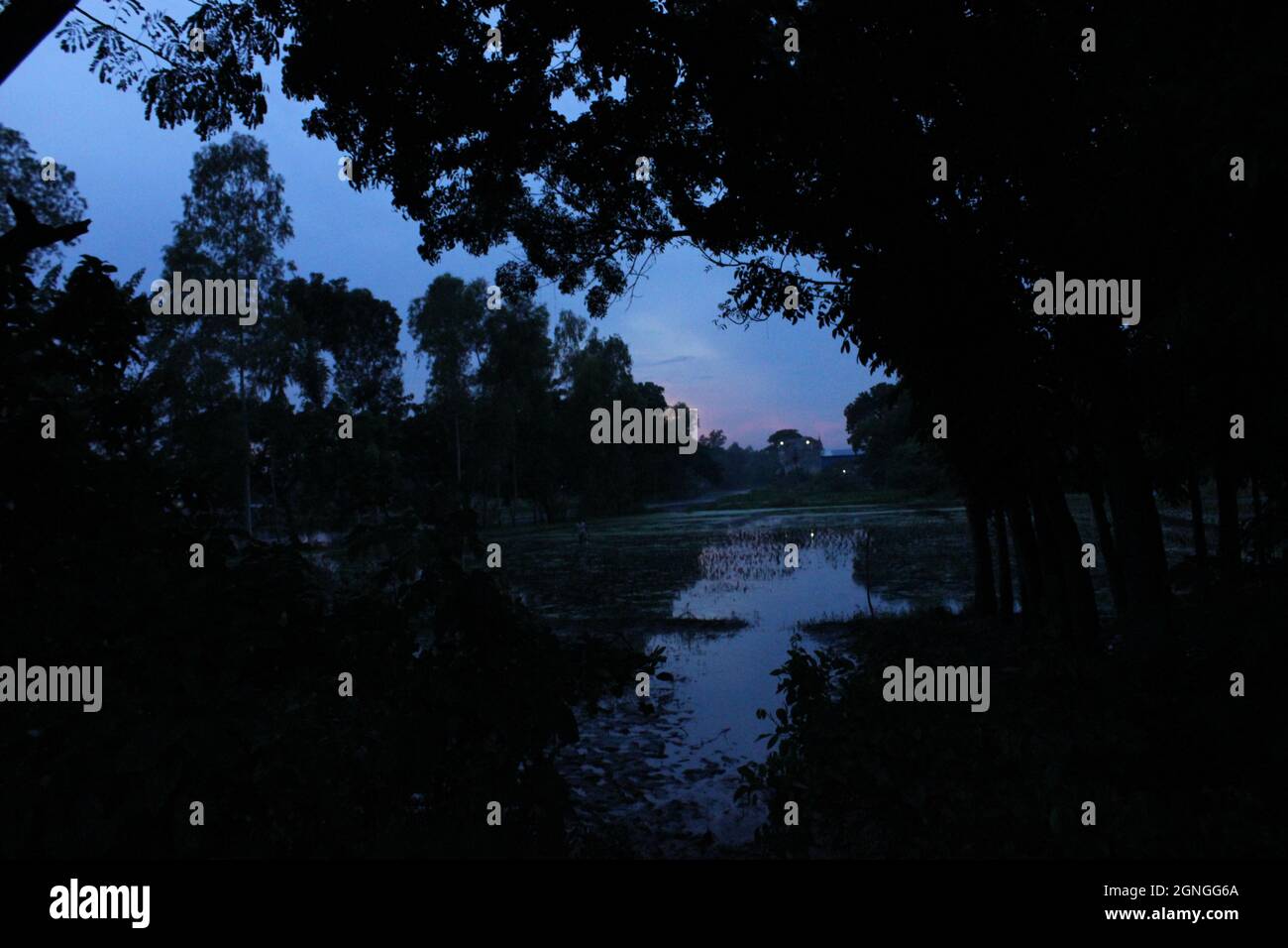 Beautiful dusk Sunset in the Village Stock Photo - Alamy