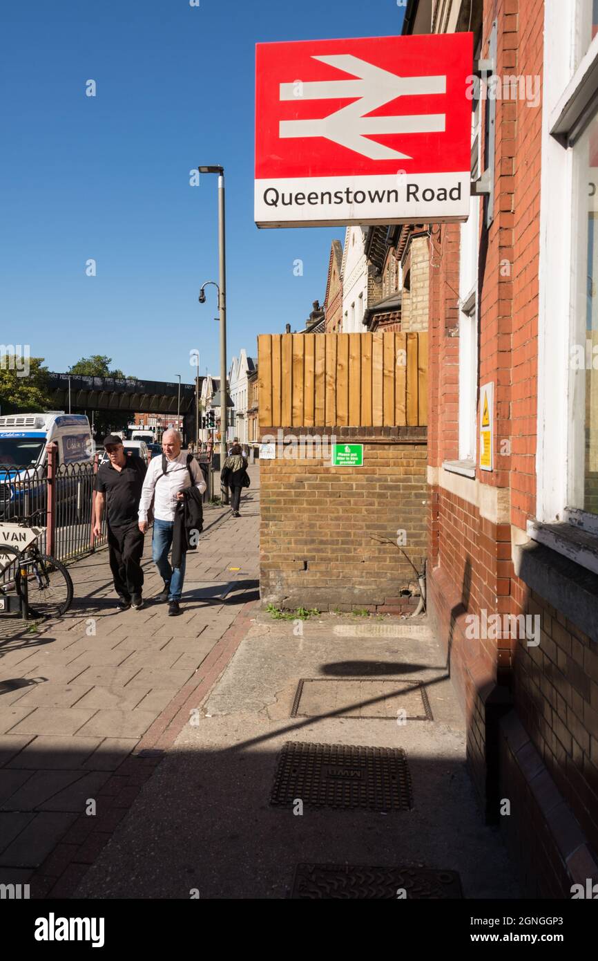Network Rail signage outside South Western Railway's Queenstown Road ...